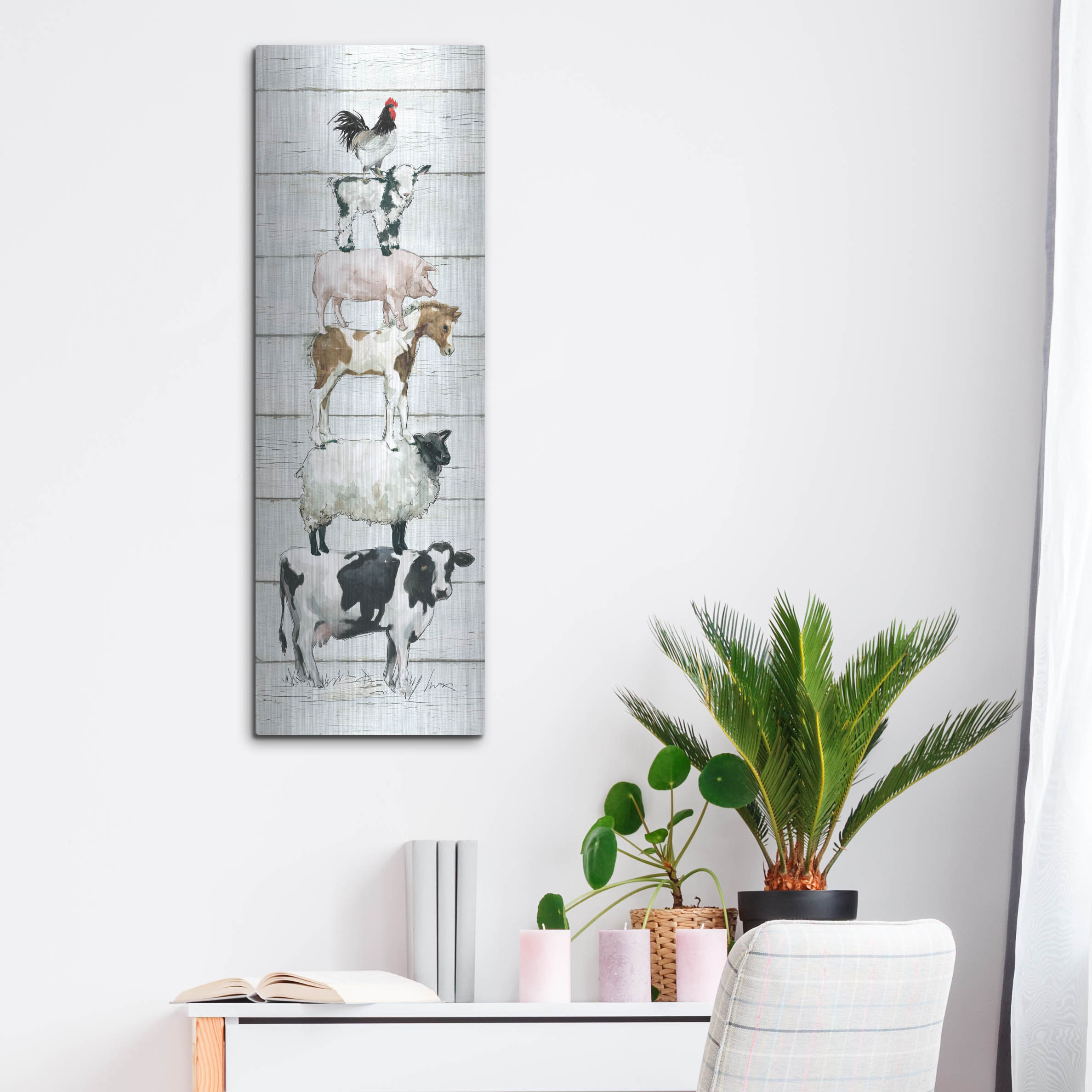 August Grove 'Farm Stack' by Carol Robinson, Metal Wall Art, 12"x36 ...